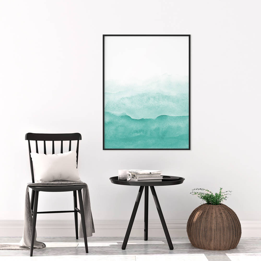 Teal Wall Art Print Abstract Painting Modern Minimalist | Etsy