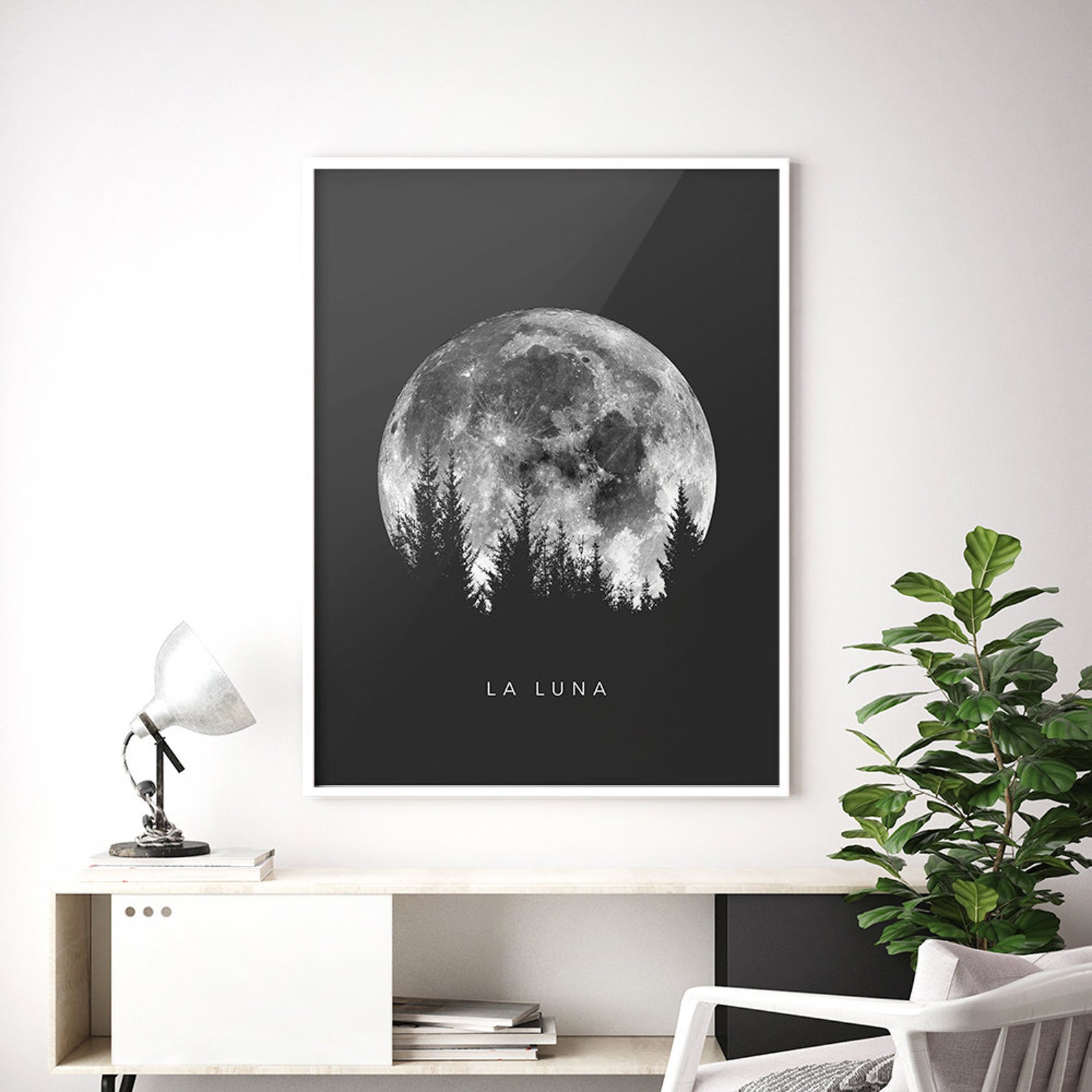 La Luna Moon Poster Lunar Moon Print Full Moon Poster Art | Etsy