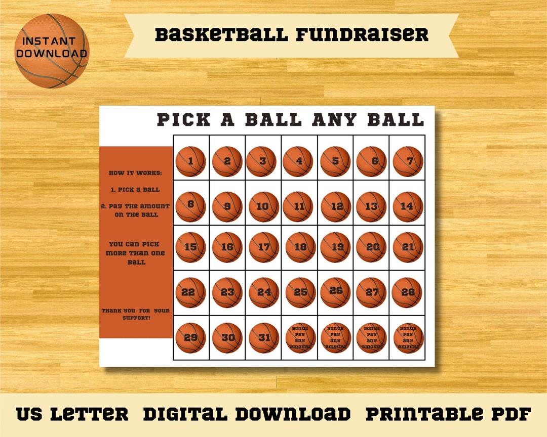 Basketball Fundraiser, Pick a Ball, Donate, Printable Fundraiser ...