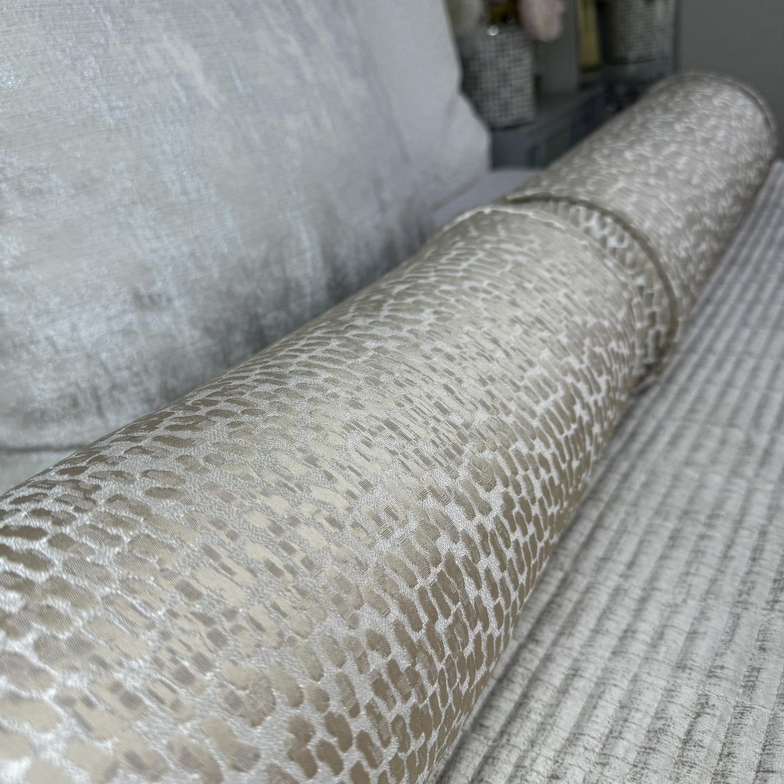 Antelope Luxury Textured Bolster, Champagne Gold Duck Feather Cushion ...
