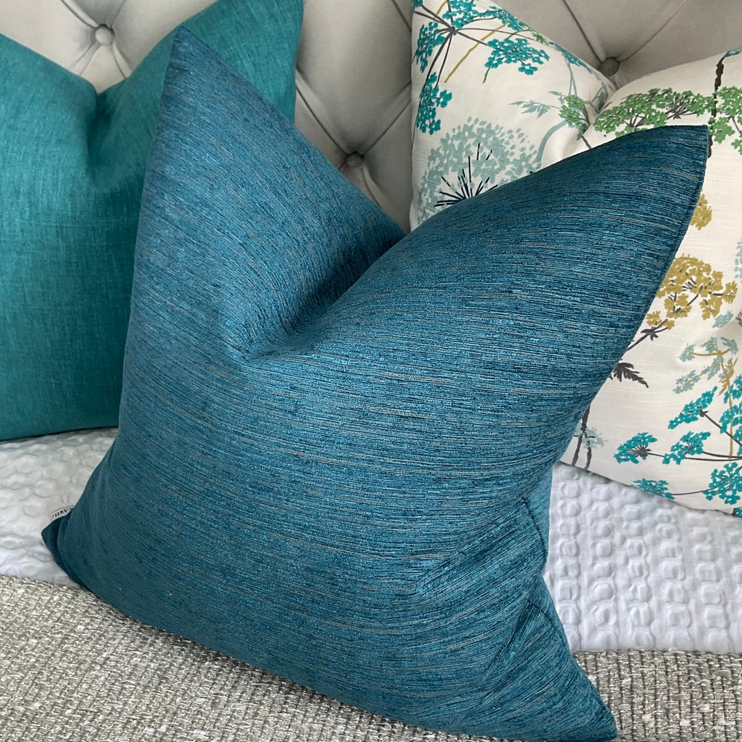 Textured Teal Cushion Cover Pillowcase Designer Iliv Interior Fabric ...