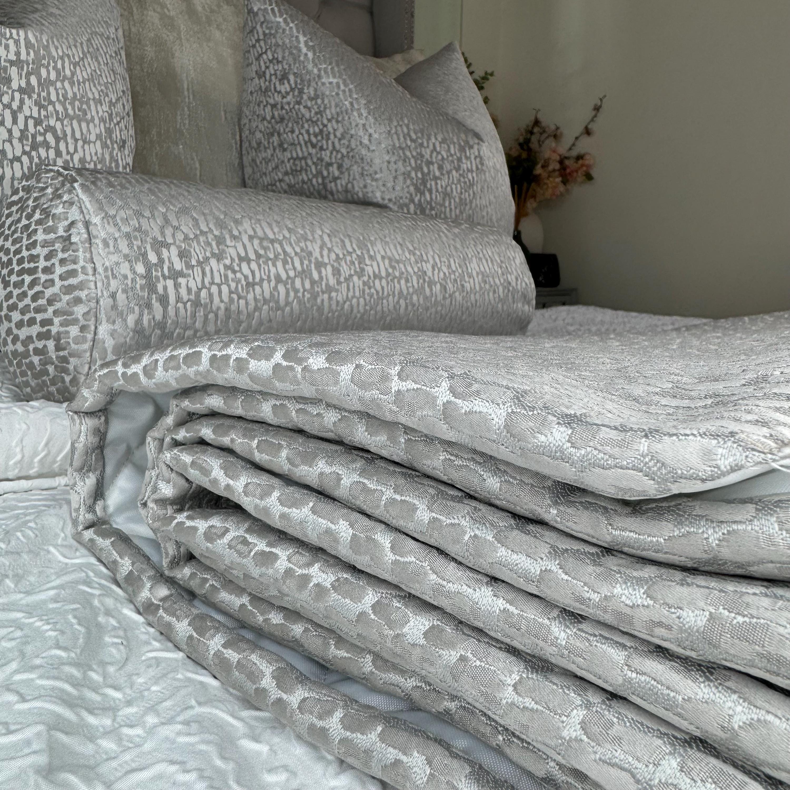 Elegant Grey Antelope Dove Bed Runner: Luxury Throw Scarf for Double ...