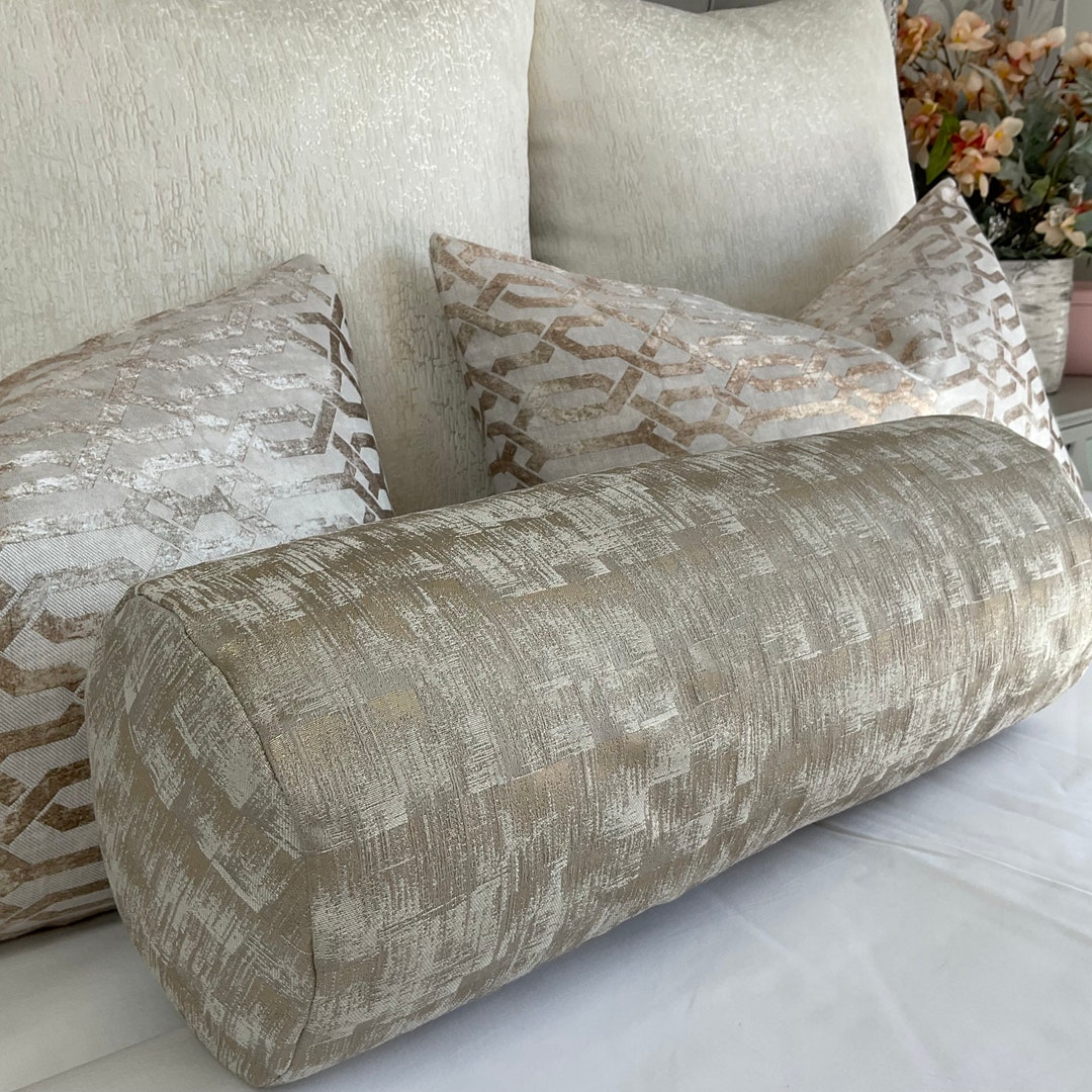 Luxury Bolster Cushion, Cylinder Feather Cushion, 16"x6" NEOMA Gold ...