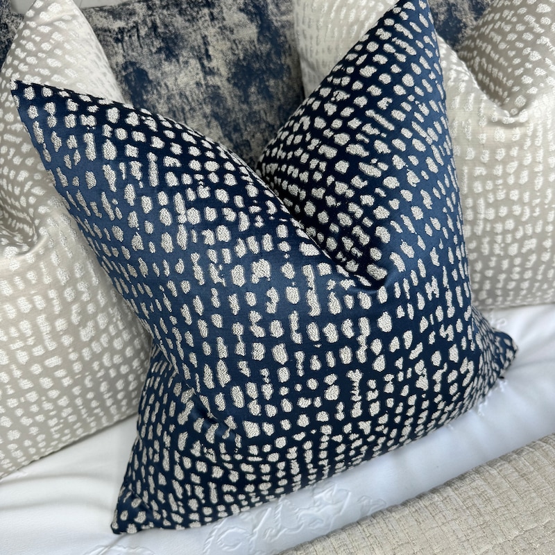 Navy Blue and Cream Cushions - Etsy UK
