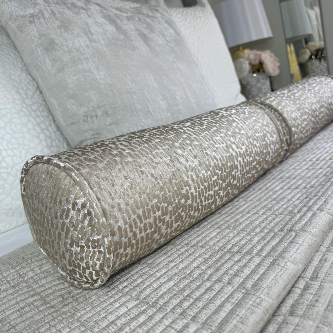 Antelope Luxury Textured Bolster, Champagne Gold Duck Feather Cushion ...