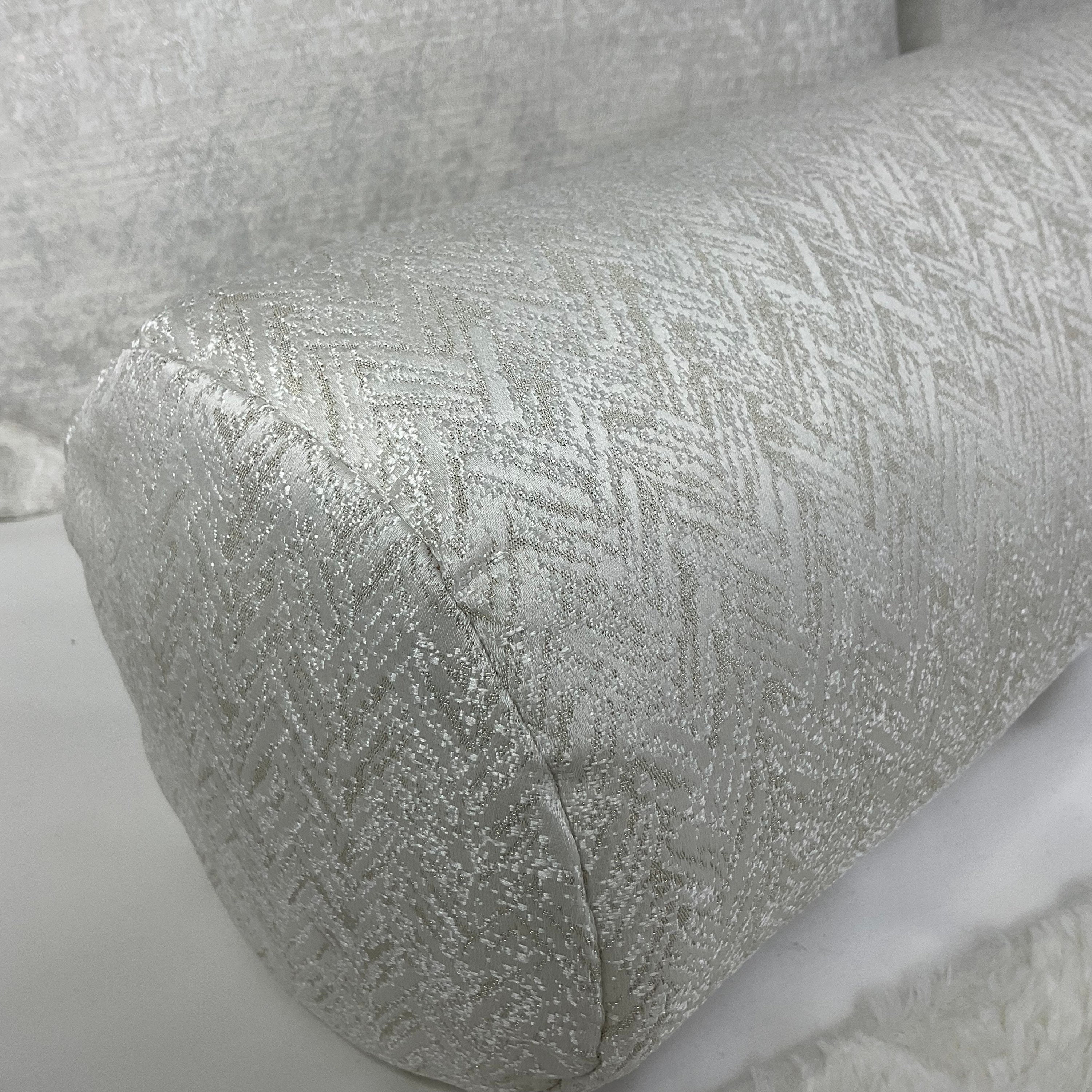 BELLA 100% Duck Feather Cushion Bolster 16” X 6” Designer Fabric Ivory ...