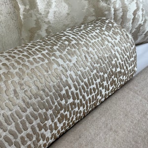 Luxury Gold Champagne Cushion Bolster 16” X 6” Designer Fabric ...
