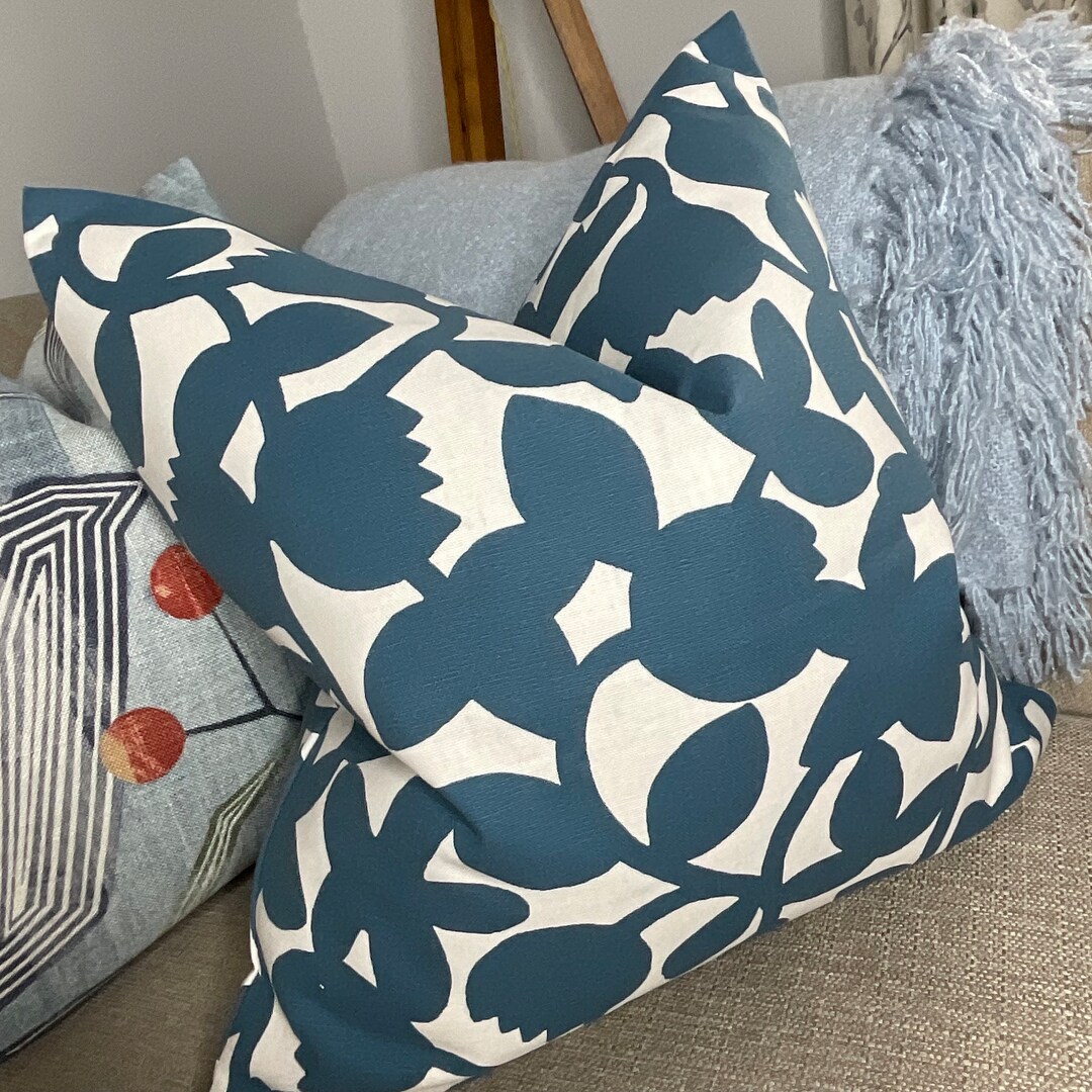 John Lewis ANYDAY Freida Fabric, Fjord Blue Teal White - Double Sided ...