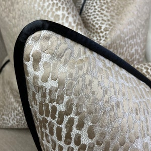 Elegant Champagne Cushion Cover With Black Piping - Luxury Antelope ...