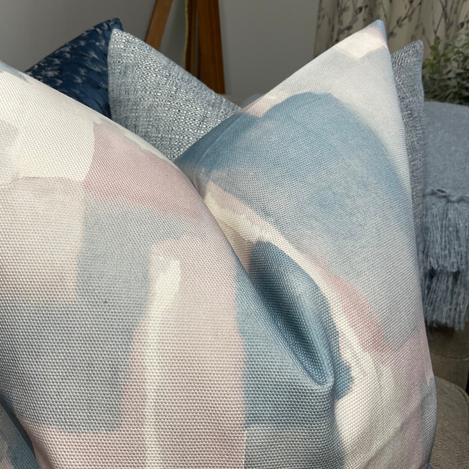 Scatter Cushion Cover, Geometric Abstract Print Pillow Cover, Blue Pink ...