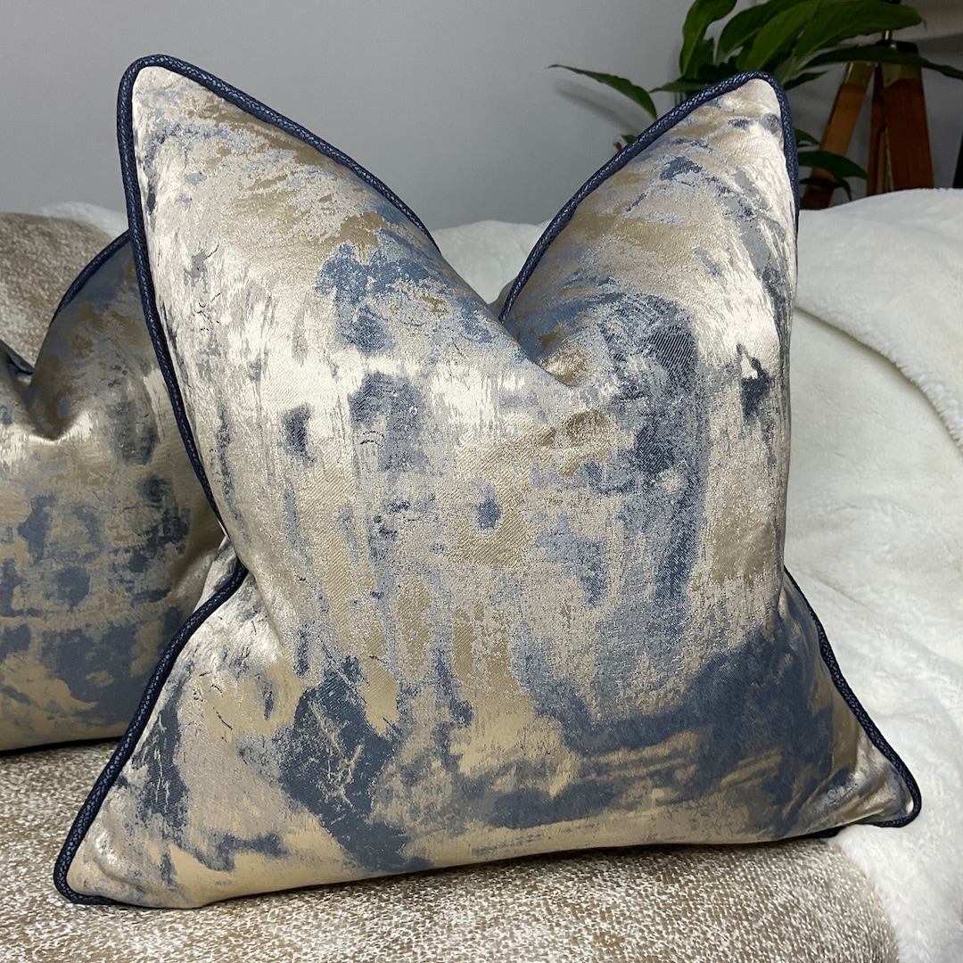 Luxury Navy Gold Piped Cushion Cover | Clarke and Clarke Tessere ...