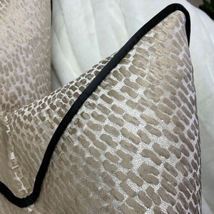 Elegant Champagne Cushion Cover With Black Piping - Luxury Antelope ...