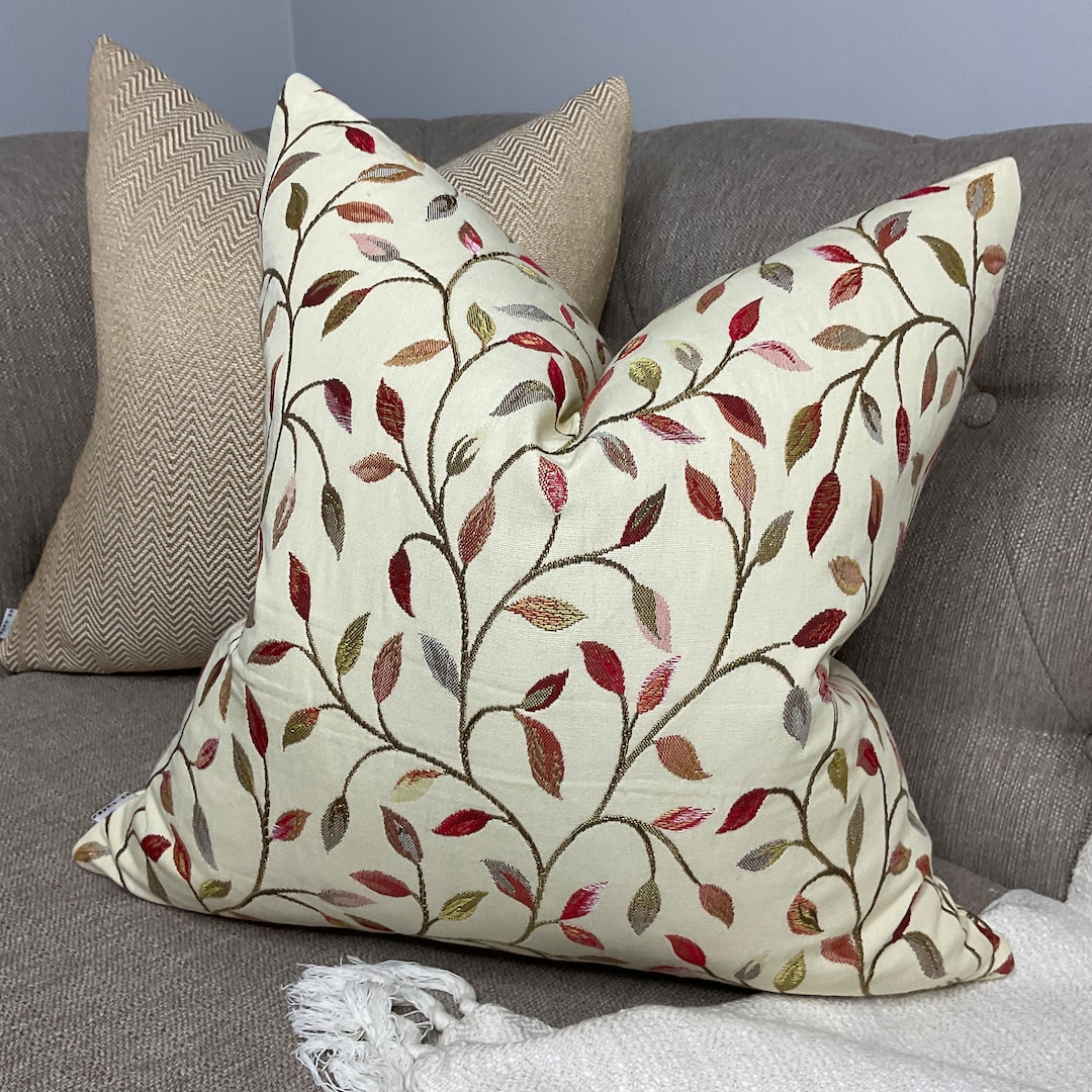 Voyage Cervino Fabric, Red Nut Classic Leaf Trail Tapestry Cushion ...