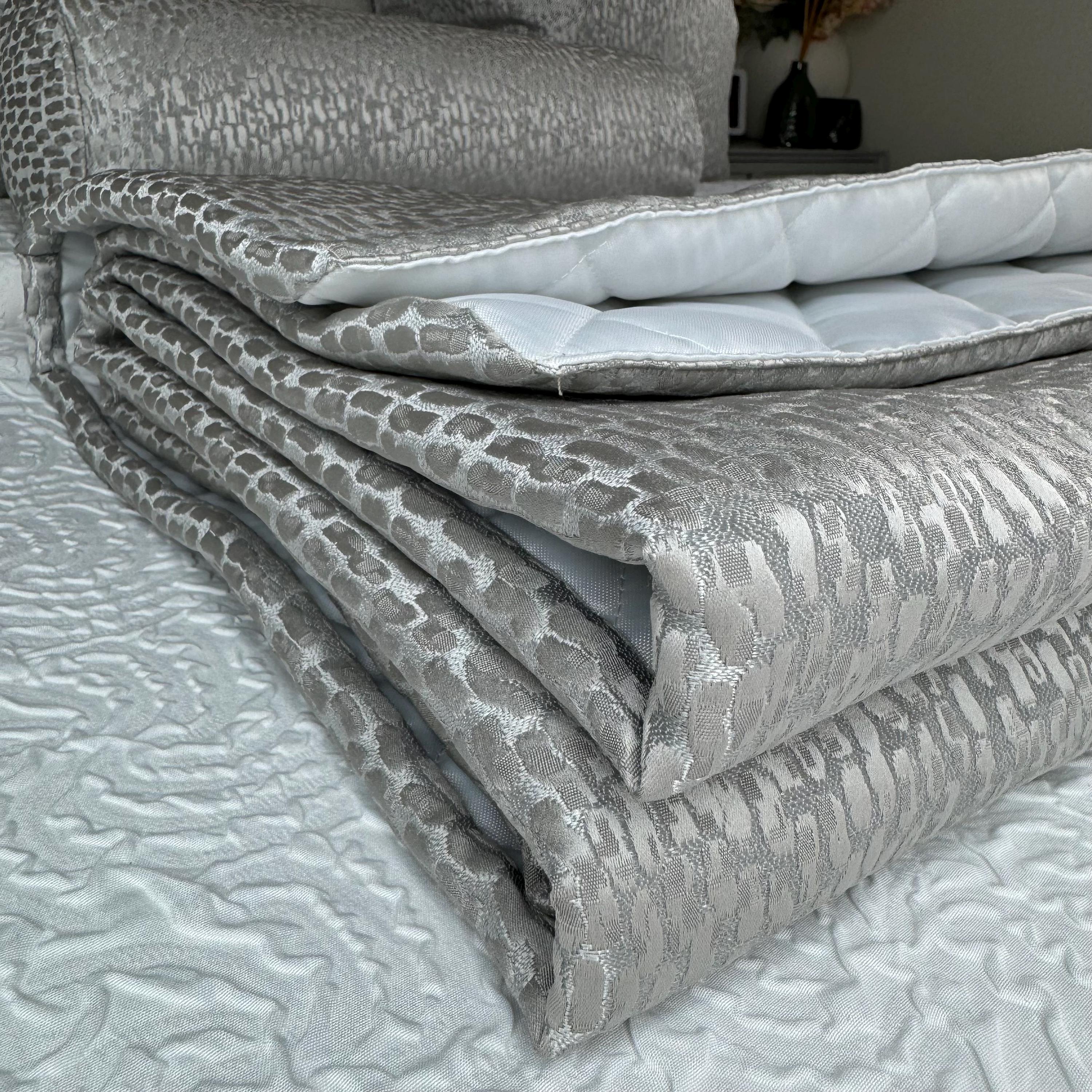 Elegant Grey Antelope Dove Bed Runner: Luxury Throw Scarf for Double ...