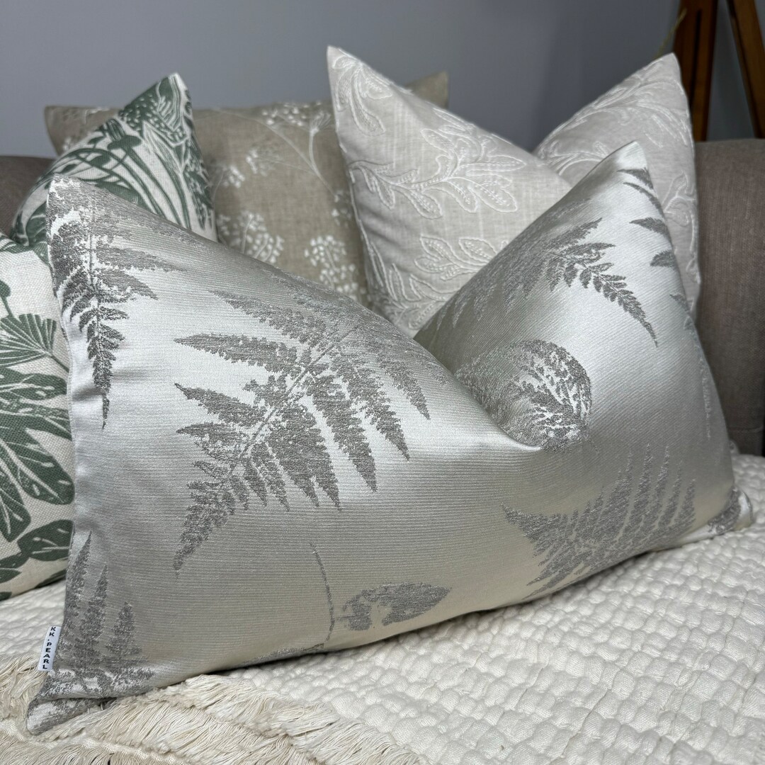 Scatter Fern Design Pillow Cover, Modern Fern Taupe Cushion Cover for Sofa or Bed, Double Sided ...