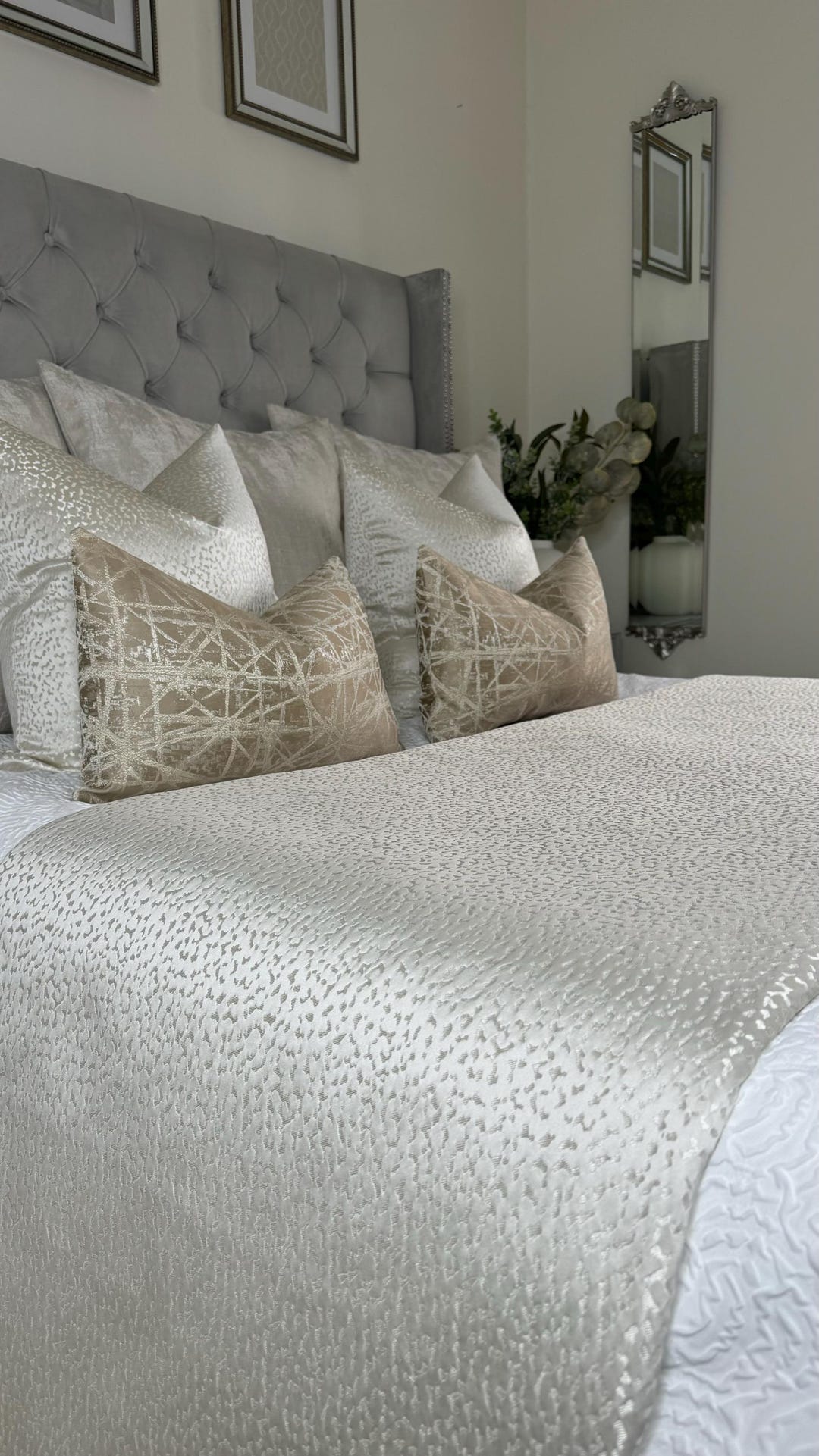 Luxury Bed Runner, Ivory Bed Scarf Throw Double, King Size, Super King ...