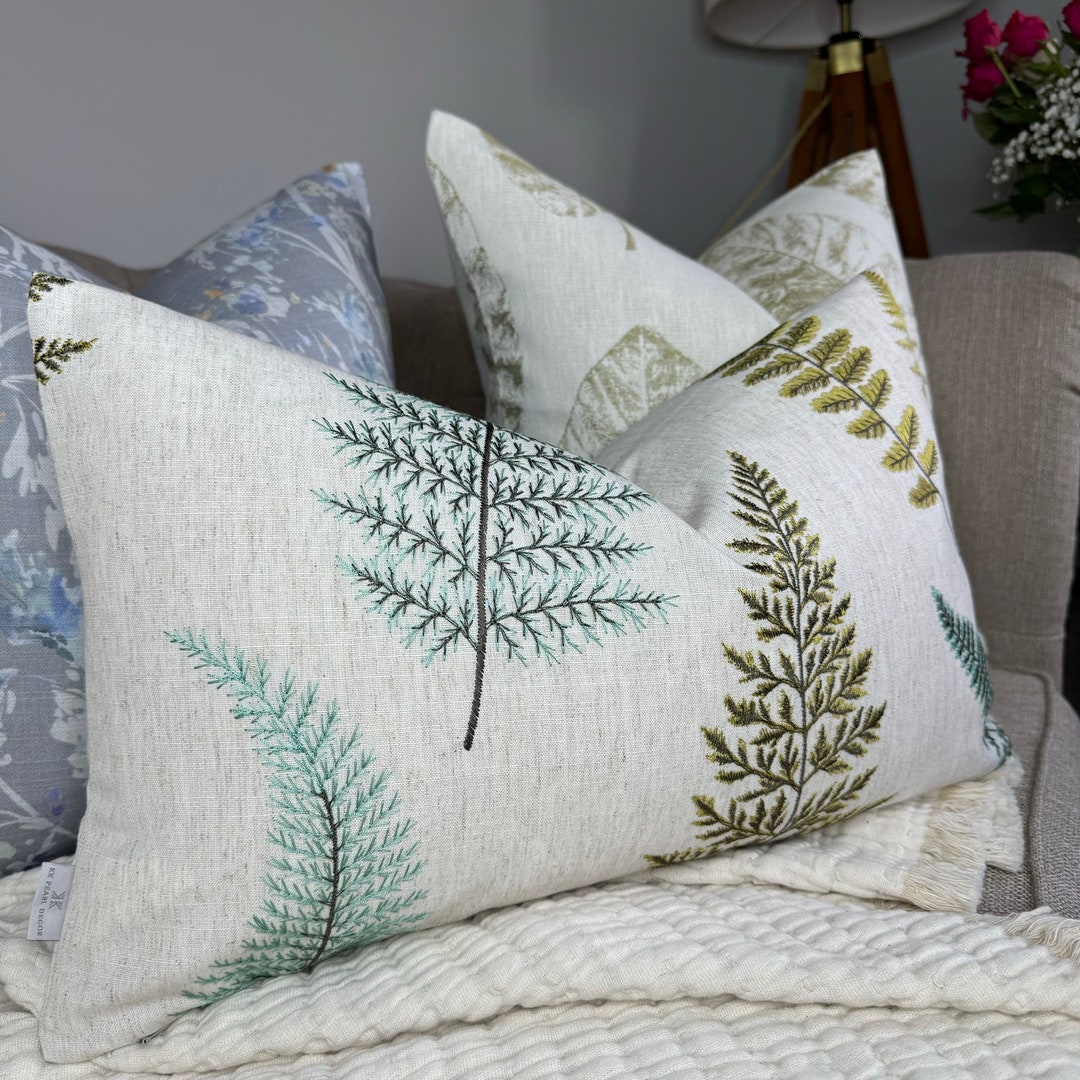 FERN Cushion Cover - Duck Egg Green Pillow Cover, Double Sided ...
