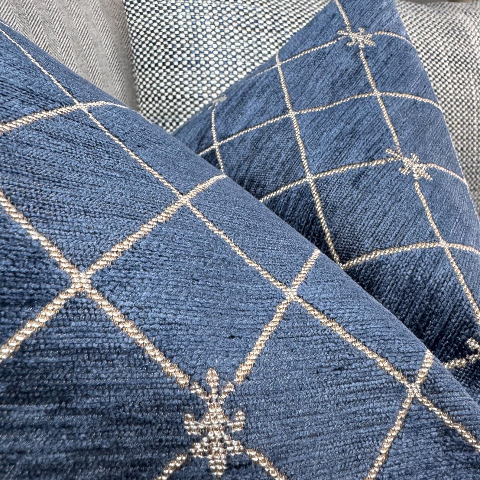 Classic Blue Regal Royalty Cushion Cover John Lewis Fabric Contemporary ...