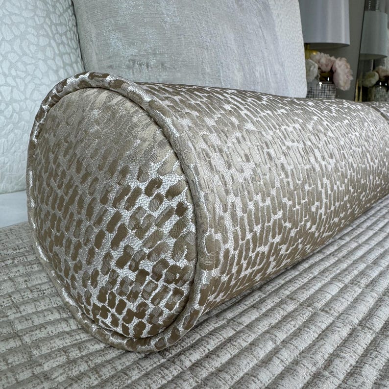 Antelope Luxury Textured Bolster, Champagne Gold Duck Feather Cushion ...