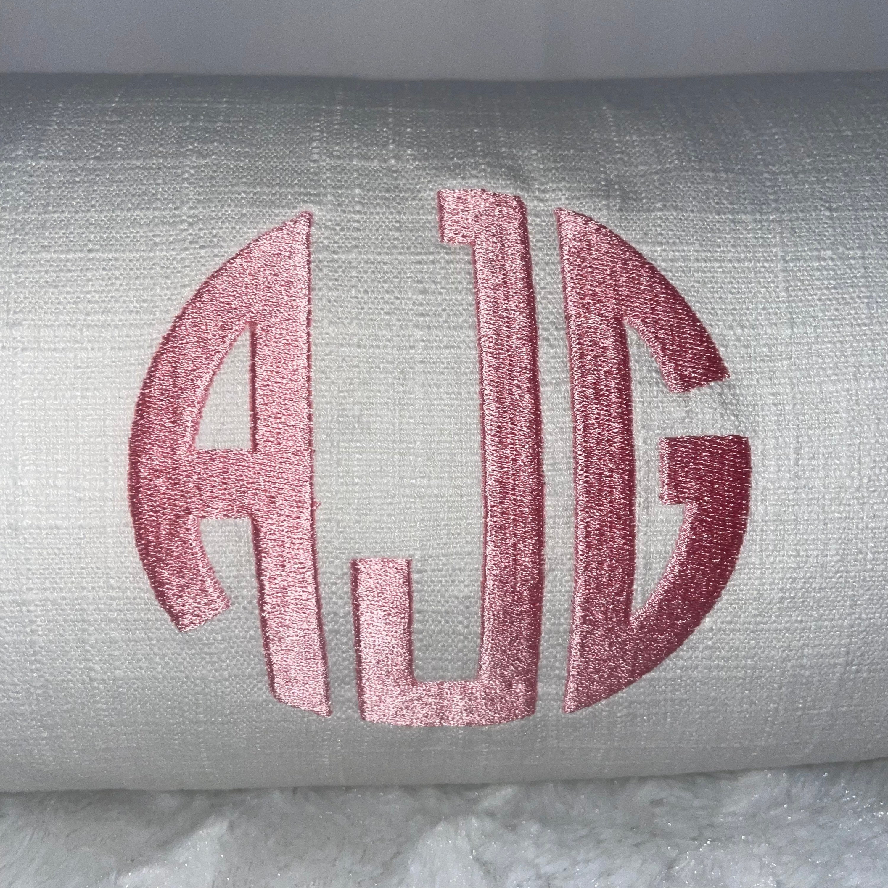 Modern Personalised Name Initials Embroidered Bolster Cushion 16"x6 ...