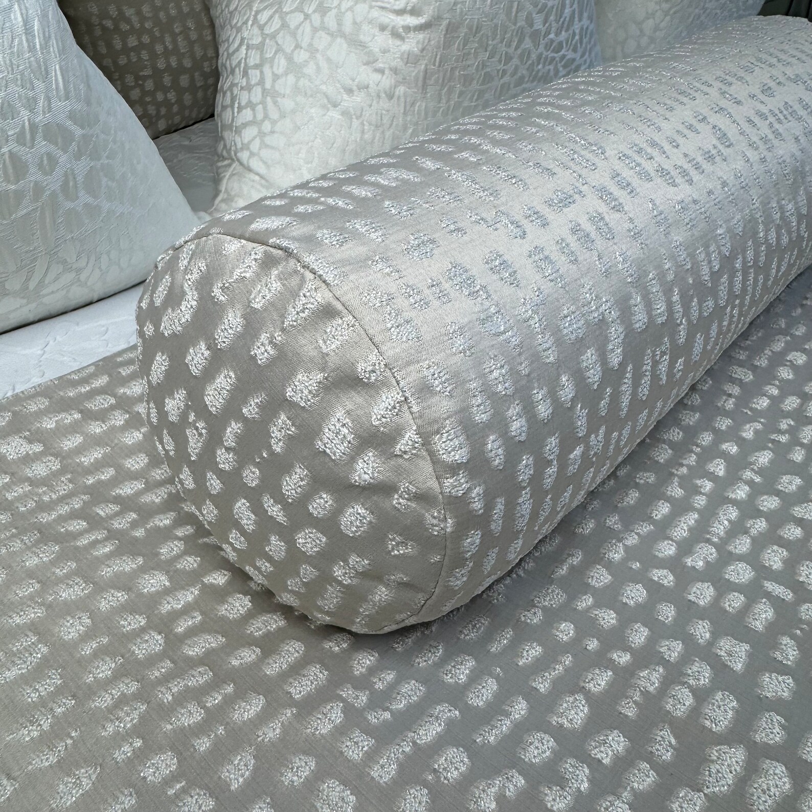 Luxury Cushion, Champagne Cushion Bolster 16” X 6” Designer Fabric ...