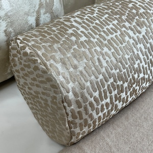 Luxury Gold Champagne Cushion Bolster 16” X 6” Designer Fabric ...