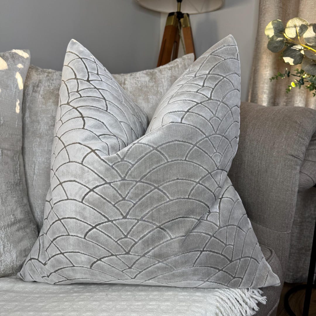Decorative Cushion Cover, Art Deco Design Pillow Cover, Sofa Bed Silver ...