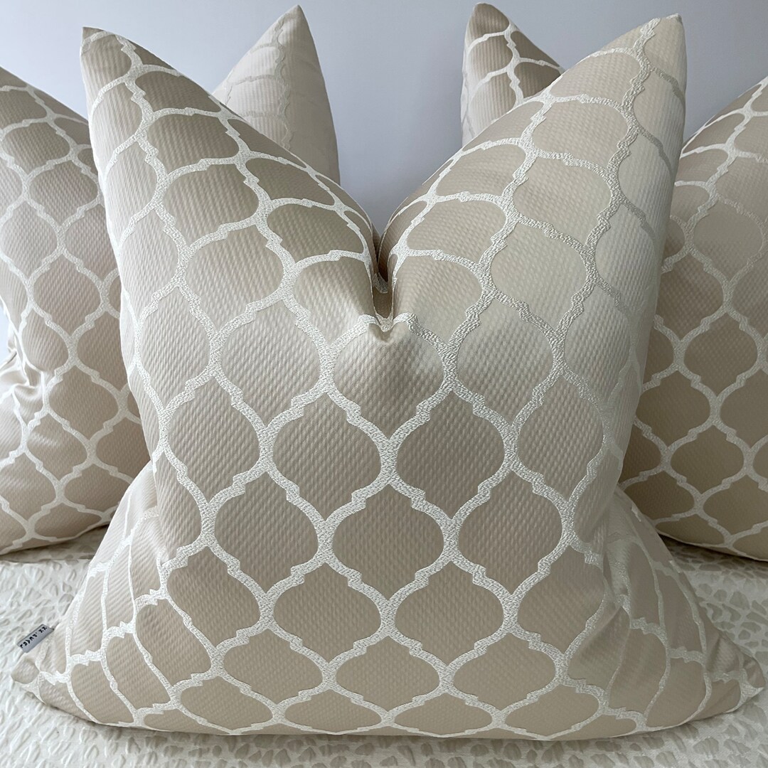 Champagne Cushion Cover, 16" 18" 20" 22" 24" 26" Ogee Print Pillow ...