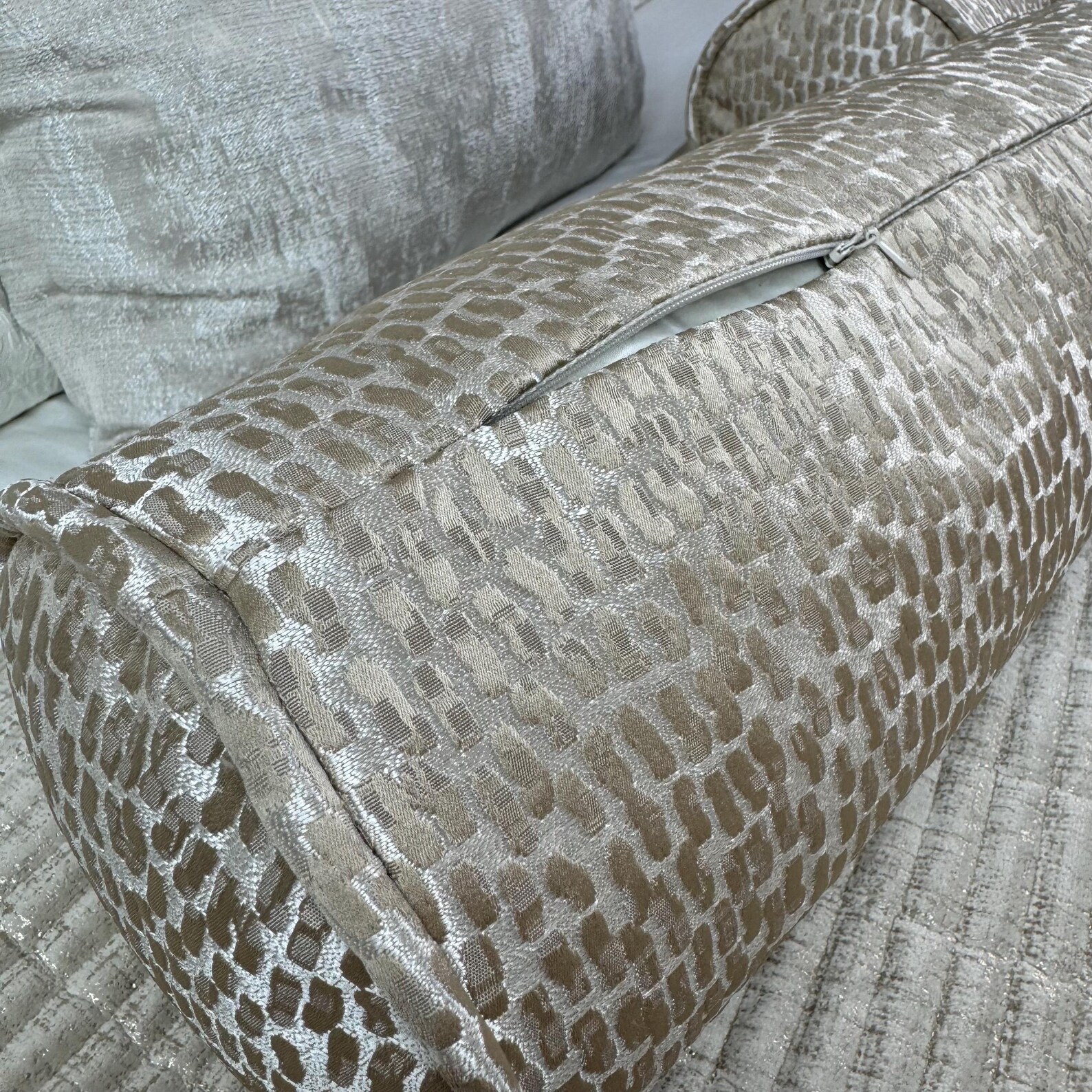 Antelope Luxury Textured Bolster, Champagne Gold Duck Feather Cushion ...