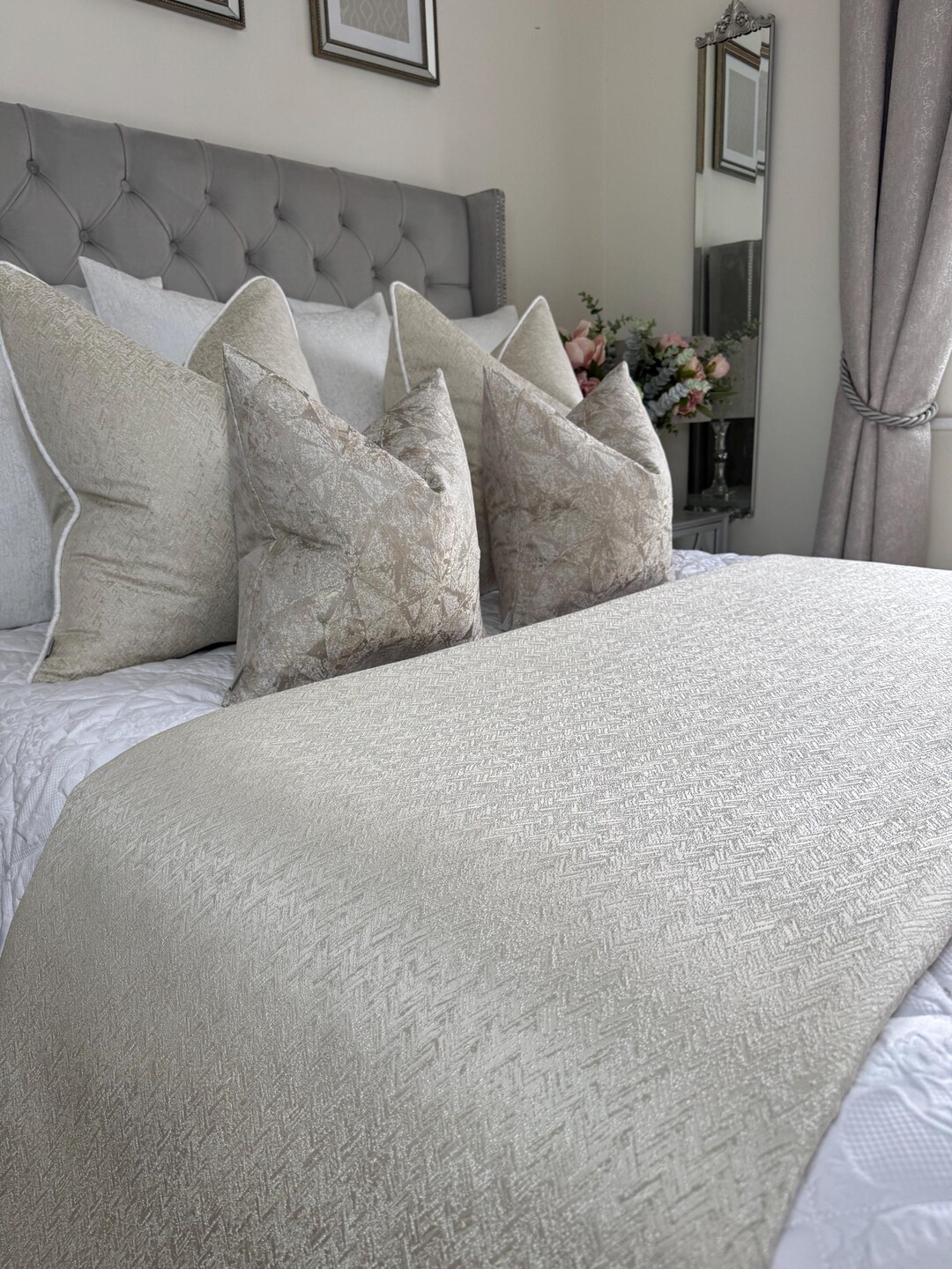 Luxury Cream Bed Runner, Bed Scarf Bed Throw Blanket Comforter ...