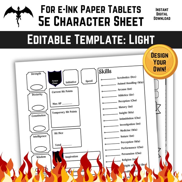Rpg Character Sheet Design - Etsy