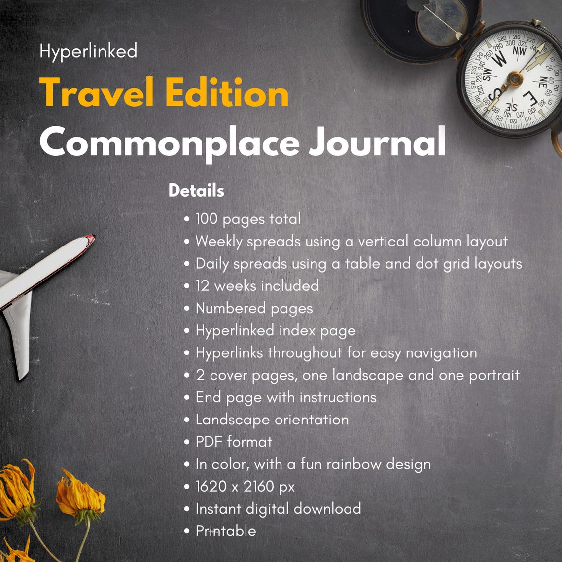 Travel Log Template for Remarkable Paper Pro, Commonplace Book, Hyperlinked Index, Printable ...