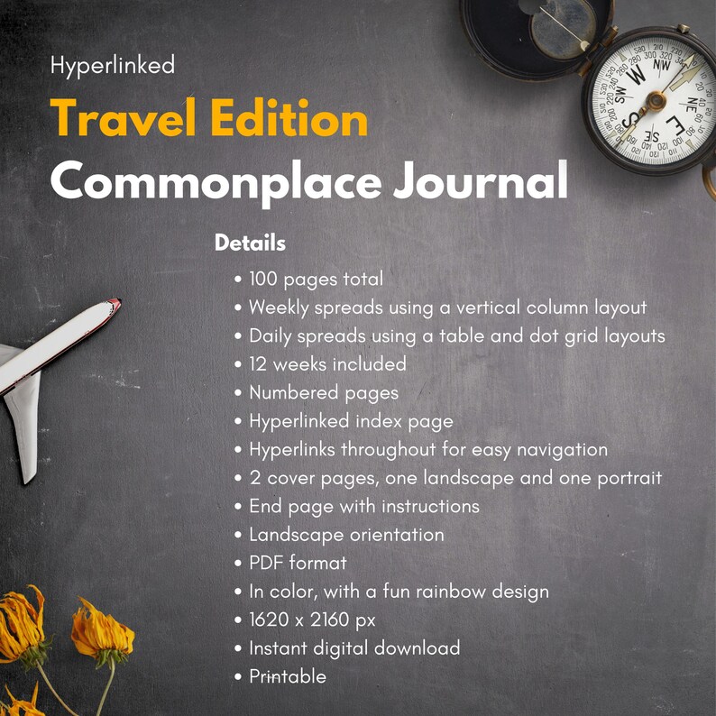 Travel Log Template for Remarkable Paper Pro, Commonplace Book ...