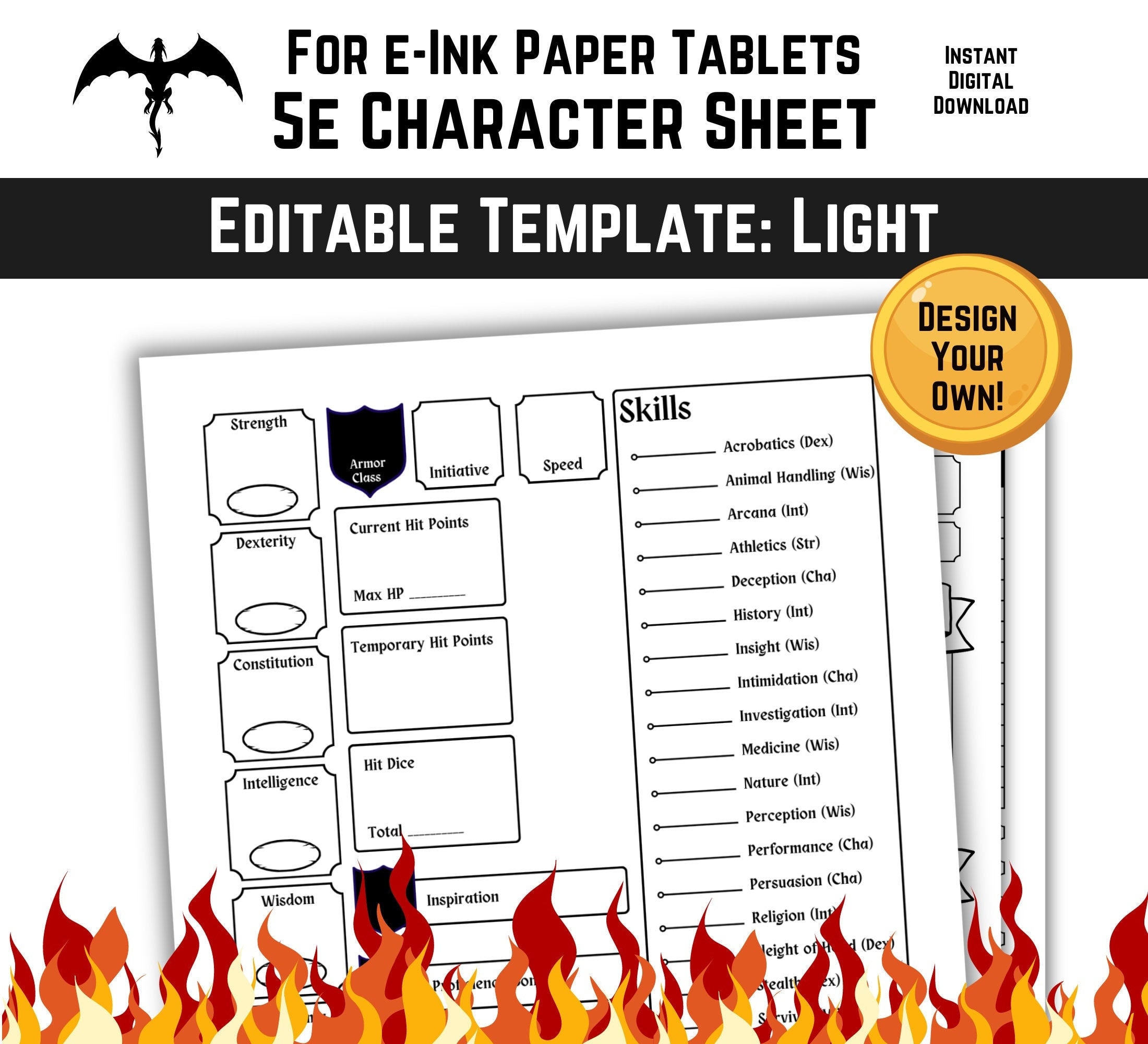 5e Character Sheet Editable Template | Design Your Own Fifth Edition ...