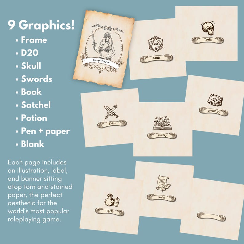 RPG Character Journal Cover Pages, Binder Dividers for the World's Most ...