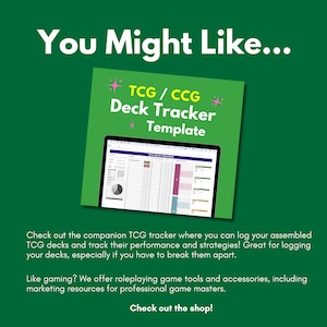 Trading Card Game Tracker, Custom Spreadsheet for Collectible Card ...