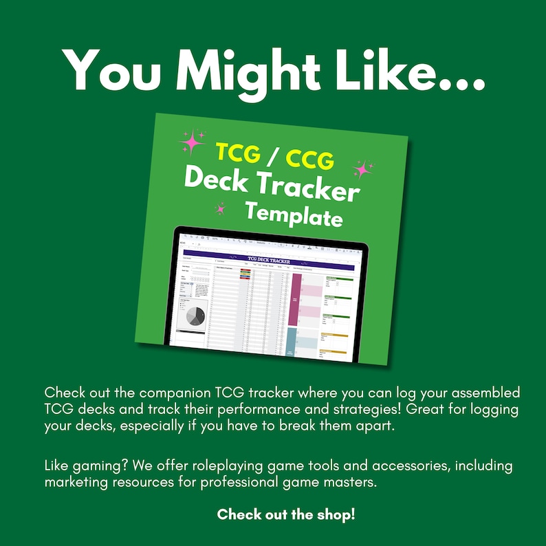 Trading Card Game Tracker, Custom Spreadsheet for Collectible Card ...