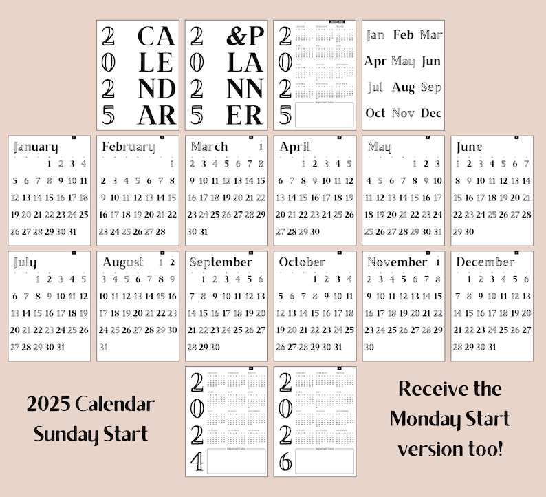 2025 Digital Monthly Calendar Compatible With E-ink Tablets, Bold ...