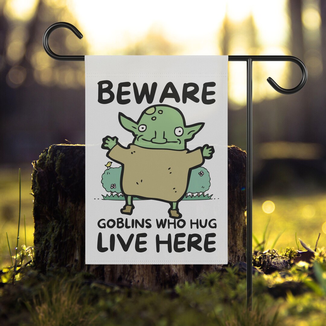 Goblin Yard Sign, Funny Outdoor Flag, Garden Gnome Banner, Geeky ...
