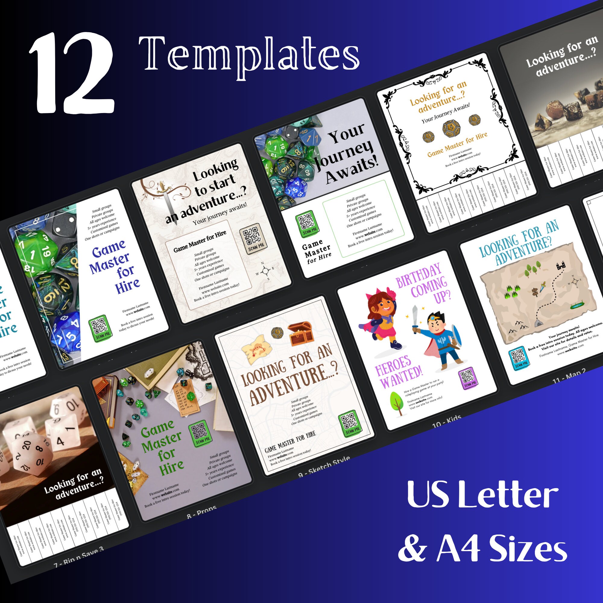 DM for Hire Flyer Templates, Editable and Printable GM Posters ...
