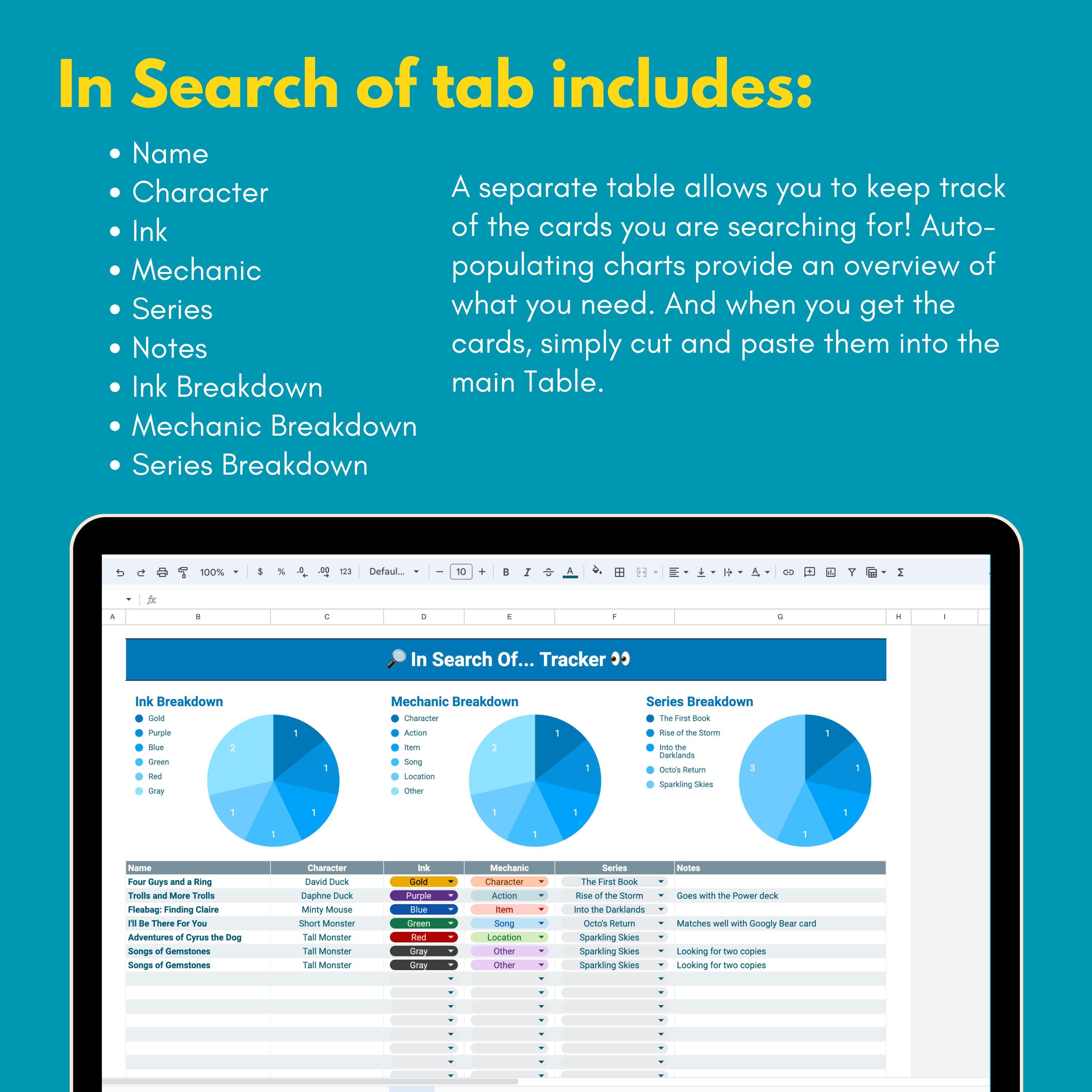 Trading Card Game Tracker | Customizable Spreadsheet for Collectible ...