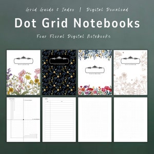 Dot Grid Journal PDF Bundle, Floral Pattern, Flower Garden Digital ...