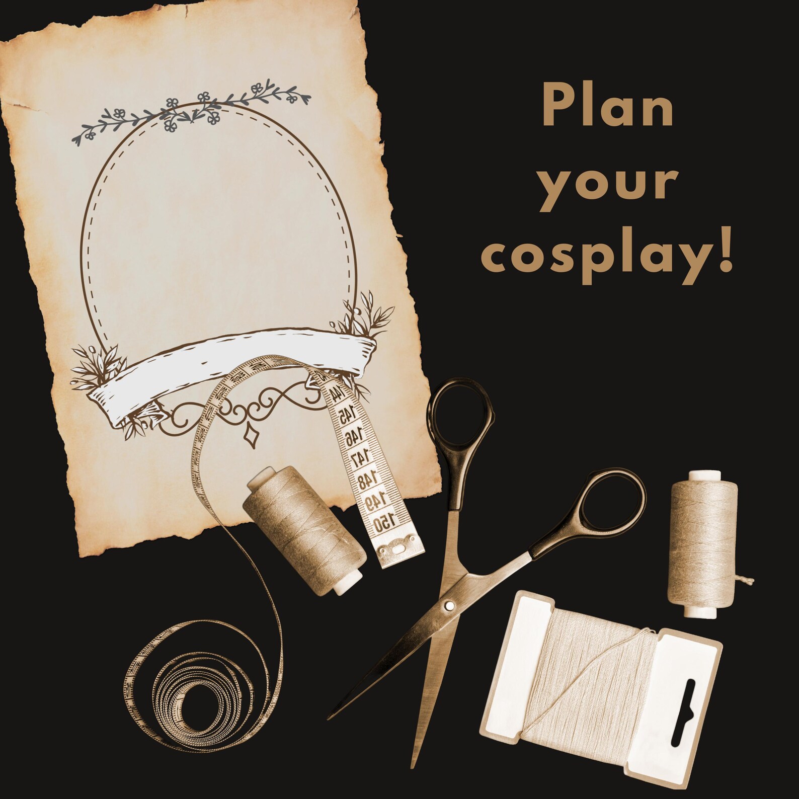 RPG Character Journal Frame Printable, Blank Leaf Banner for ...