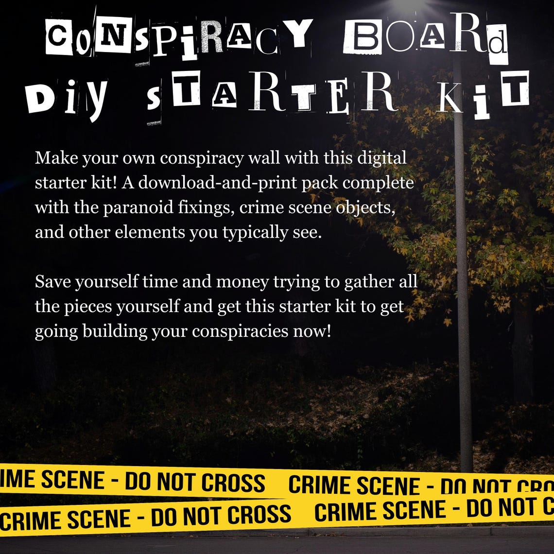Conspiracy Wall Kit, Digital DIY Crime Scene Board, Police Evidence ...