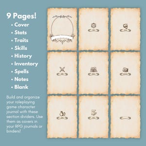 RPG Campaign Journal Printable, Roleplaying Game Binder Insert, Cover ...