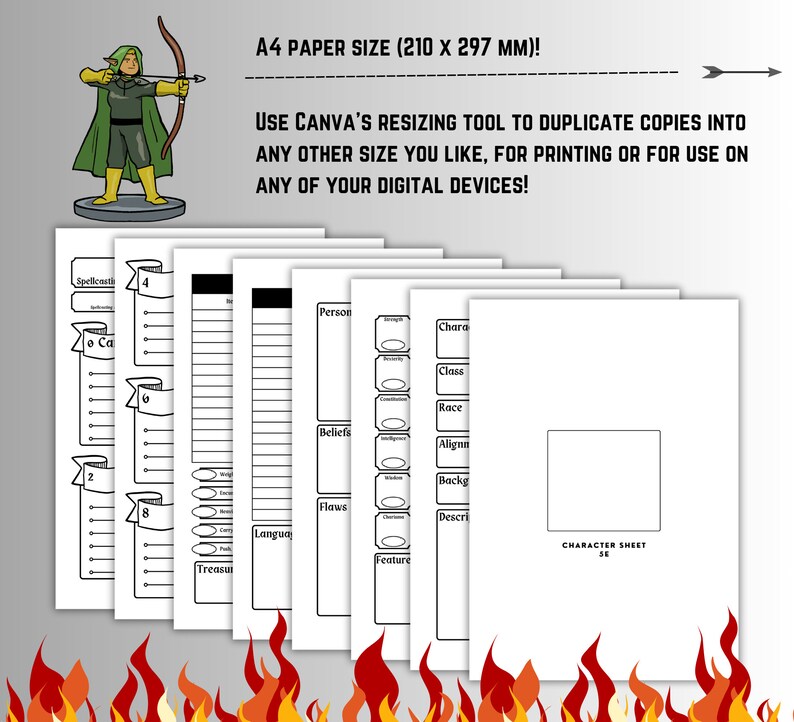 Editable 5e Character Sheet | A4 Sized Printable Template - Etsy