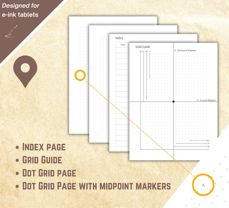 Dot Grid Notebook With 1940s Meander Map Covers, for E-ink Tablets ...