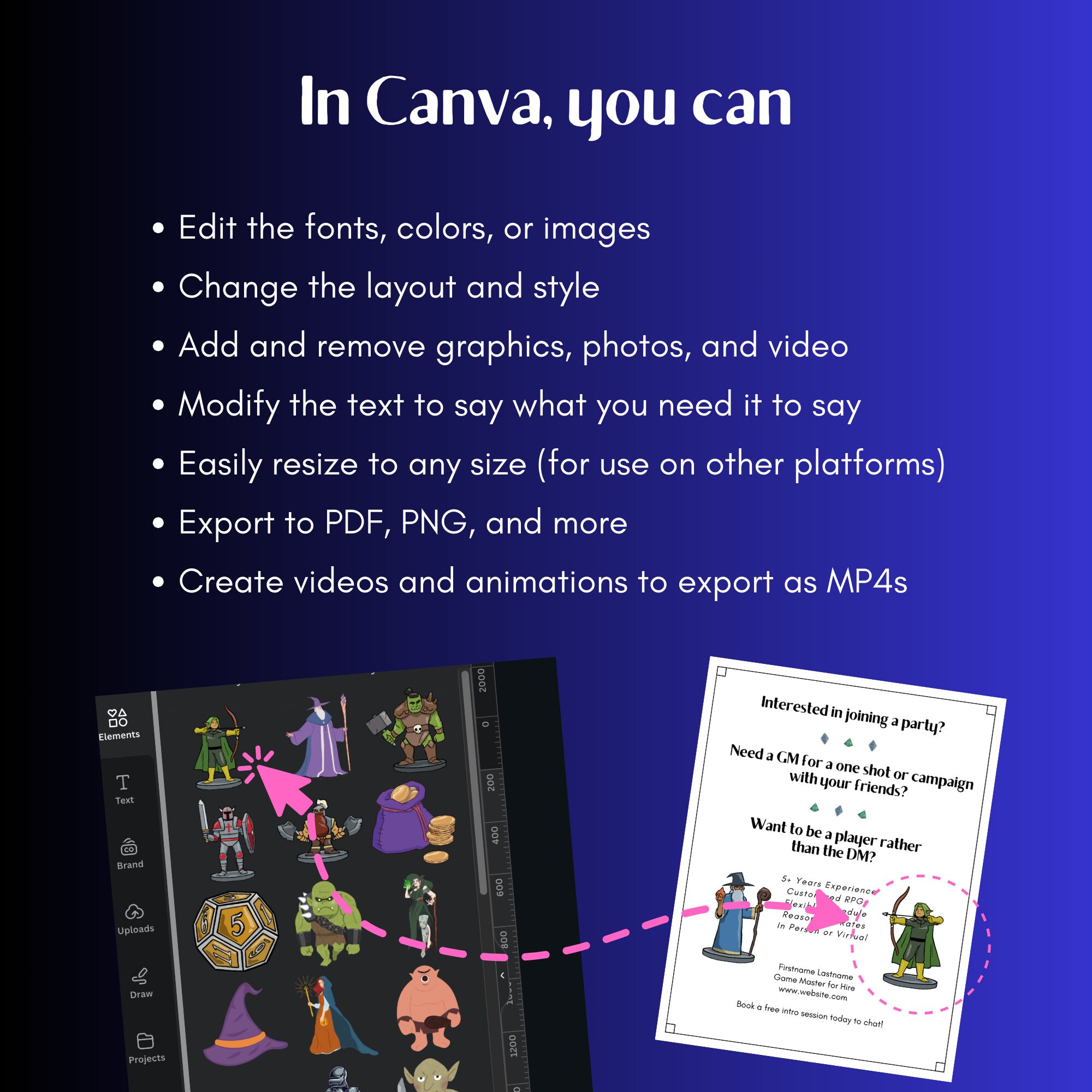 DM for Hire Flyer Templates, Editable and Printable GM Posters ...