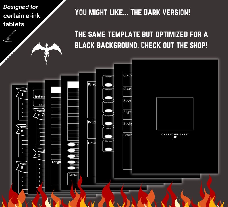 5e Character Sheet Editable Template, RPG Adventure Printable, Design ...