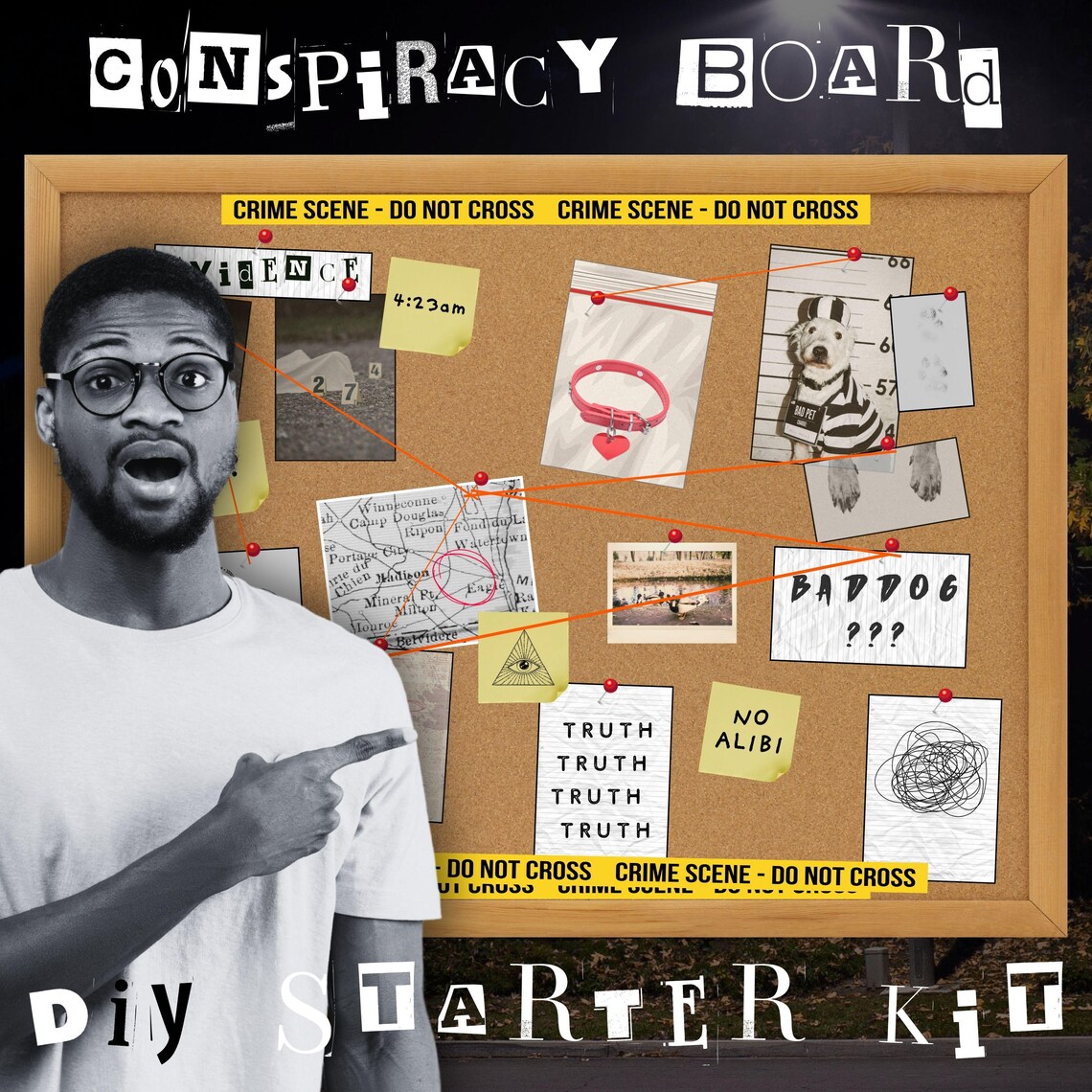 Conspiracy Wall Kit | Digital DIY Crime Scene Board or Police Evidence ...